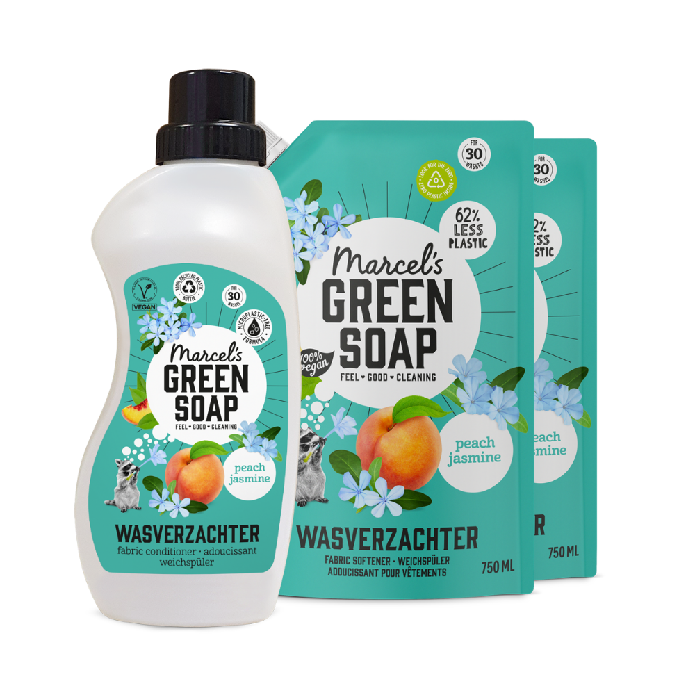 Wasverzachter Navulbundel Perzik & Jasmijn - Refillen – Marcel's Green Soap